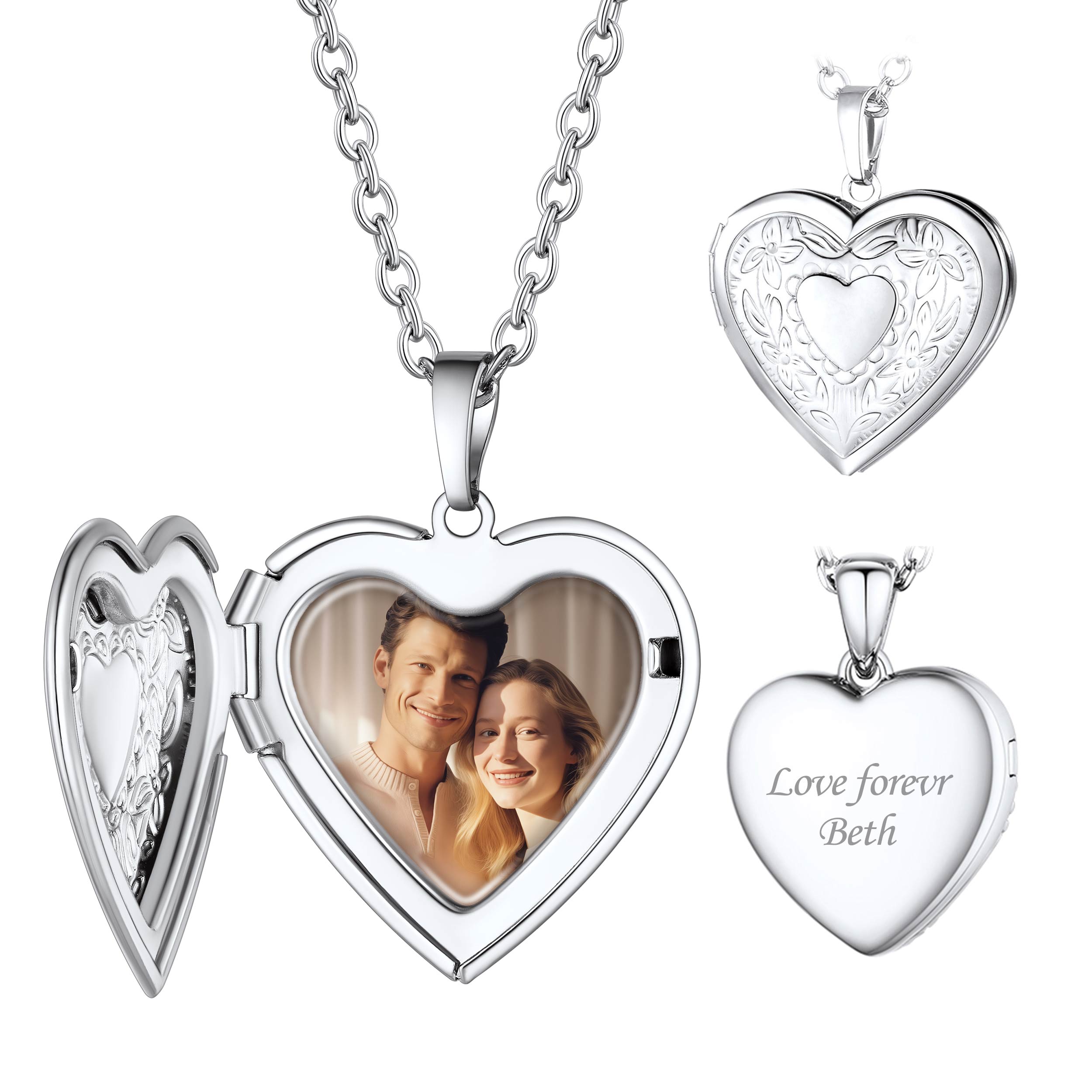 Personalized Heart Necklace with Picture | Vintage Locket – BIRTHSTONES ...