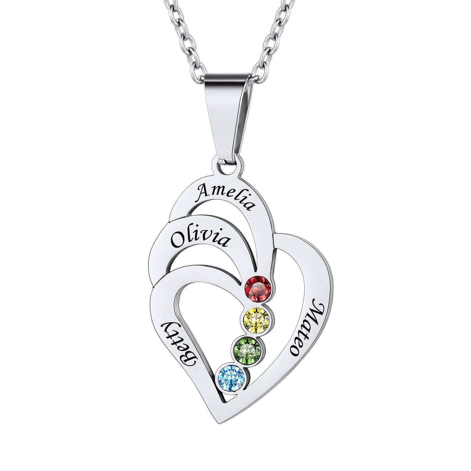 Personalized Birthstone Heart Necklace – BIRTHSTONES JEWELRY INC