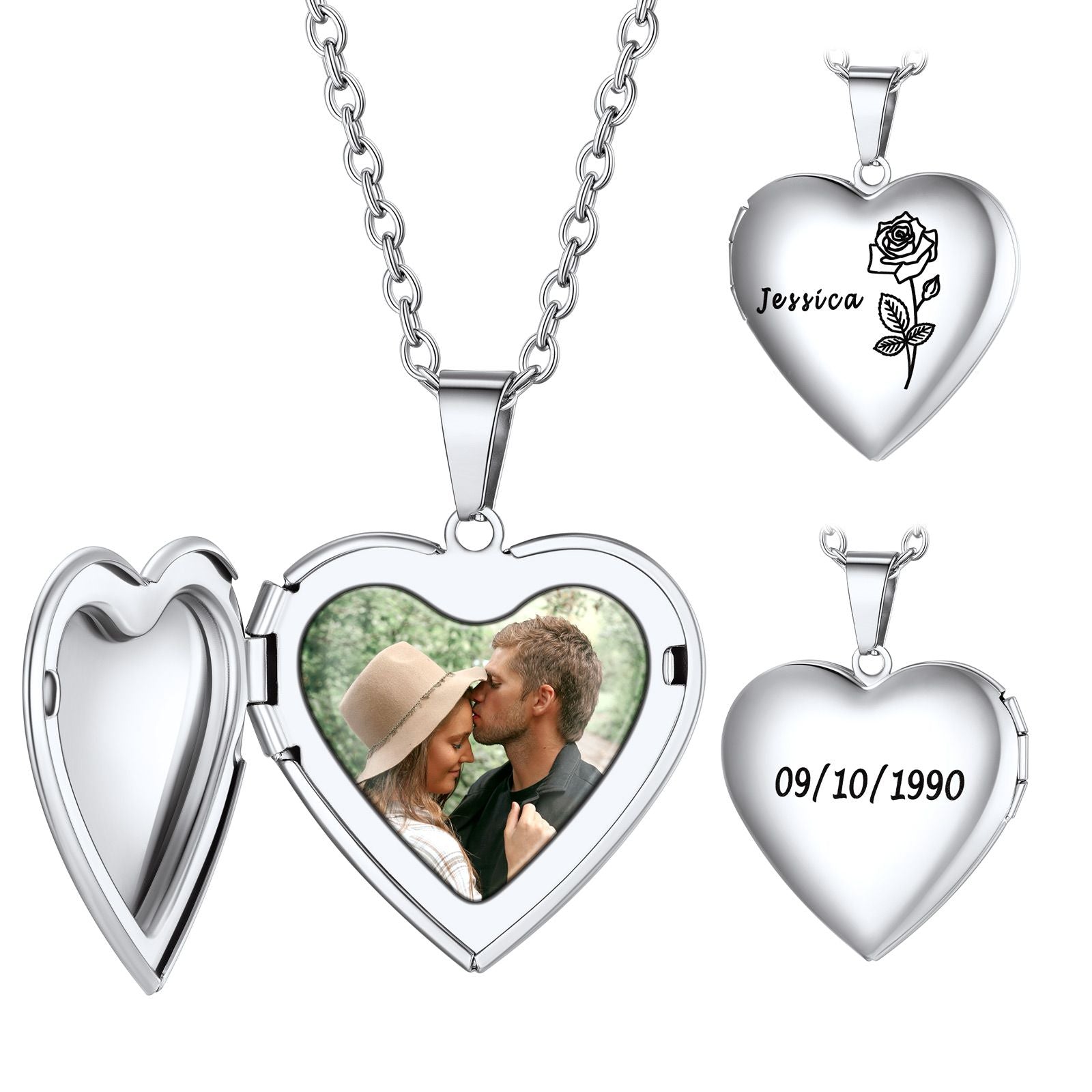 Personalized Birth Flower Heart Locket Necklace – BIRTHSTONES JEWELRY INC