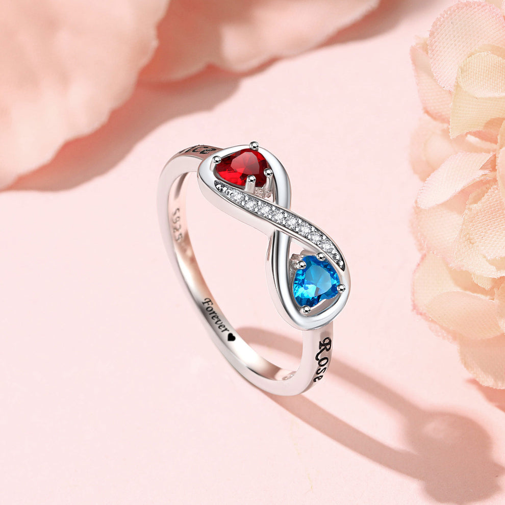 Infinity Promise Ring | 2 Birthstones Design – BIRTHSTONES JEWELRY INC