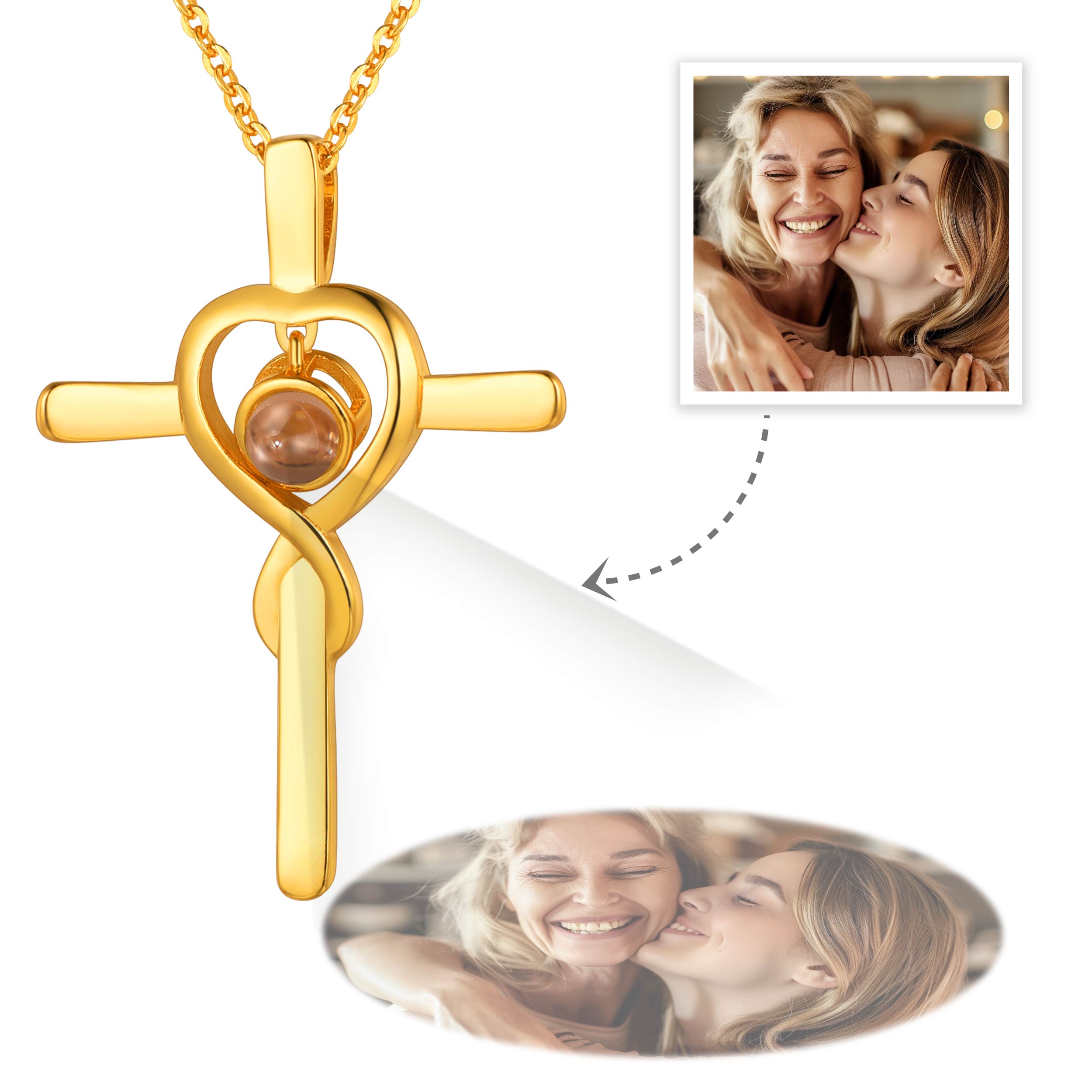 Personalized Photo Projection Cross Necklace for Women – BIRTHSTONES ...