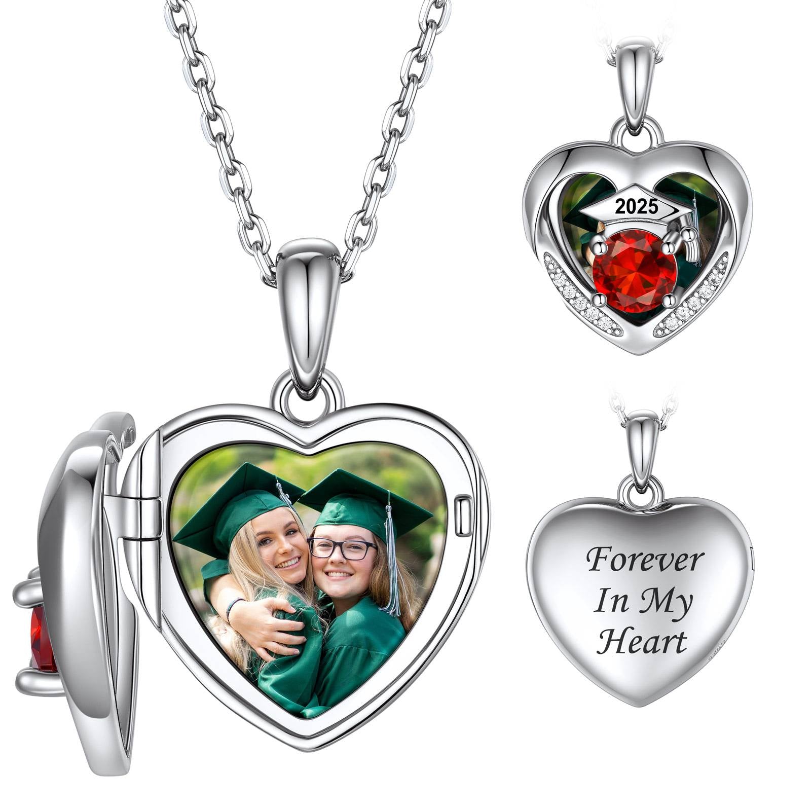 Graduation Cap Heart Locket Necklace with Birthstone – BIRTHSTONES ...