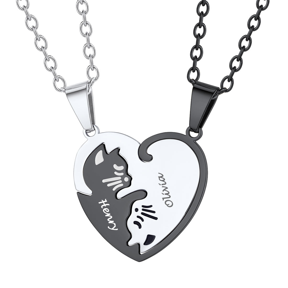 Custom Cat Heart Matching Necklace For Couple – BIRTHSTONES JEWELRY INC