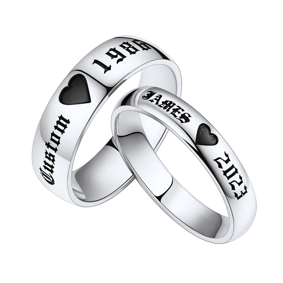 Matching Promise Rings for Couples | Engraved Names – BIRTHSTONES ...