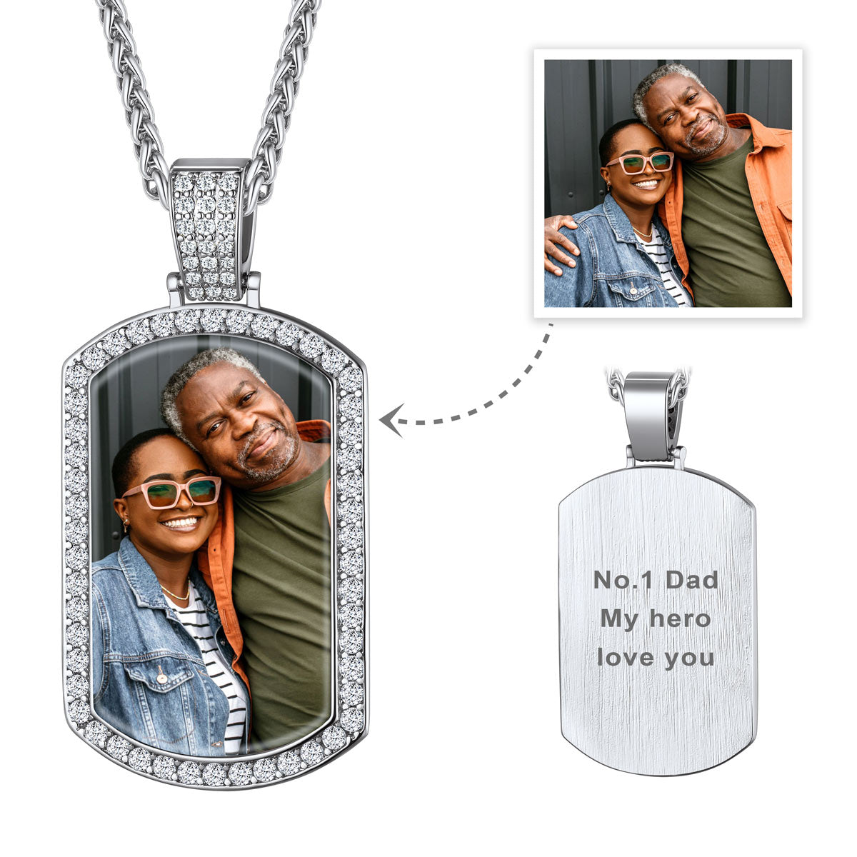Personalized Dog Tag Necklace | Photo & CZ Designs – BIRTHSTONES ...