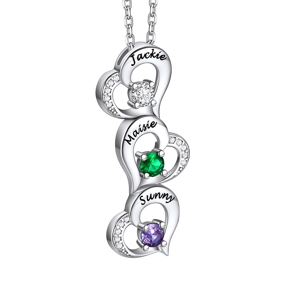 Personalized Multiple Birthstone Necklace with Names – BIRTHSTONES ...