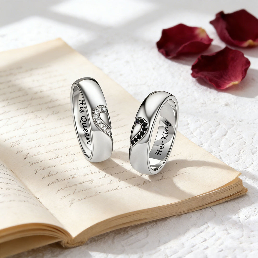 Custom Heart Matching Moissanite Promise Rings for Couple – BIRTHSTONES ...