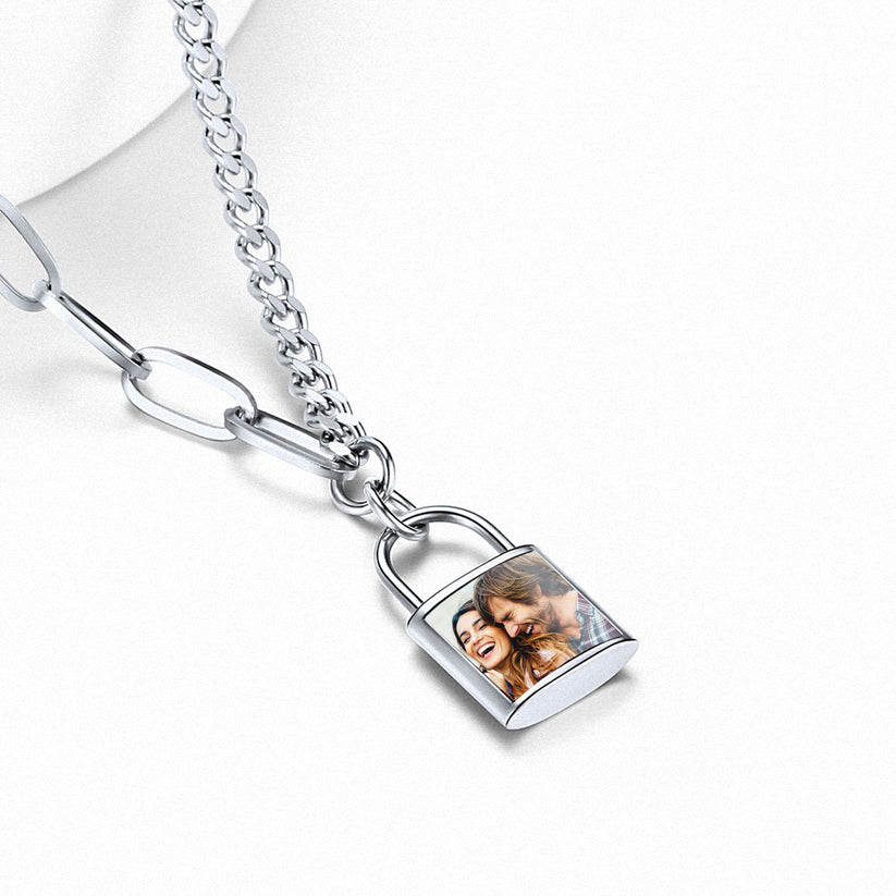 Custom Lock Chian Necklace with Photo for Men Women – BIRTHSTONES ...