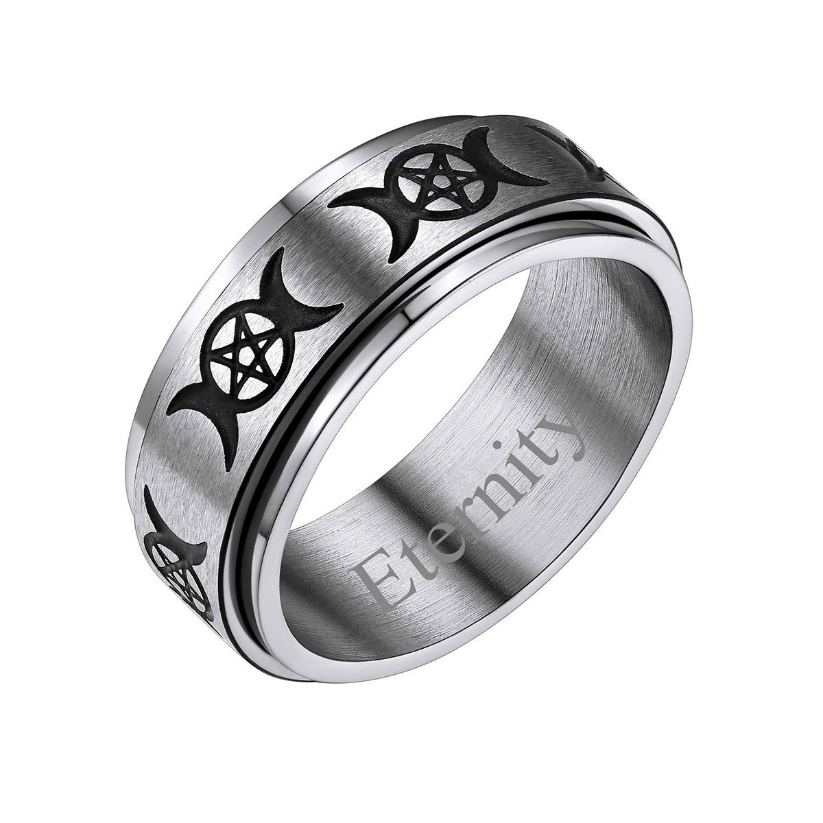Personalized Triple Moons Rotatable Fidget Promise Ring – BIRTHSTONES ...