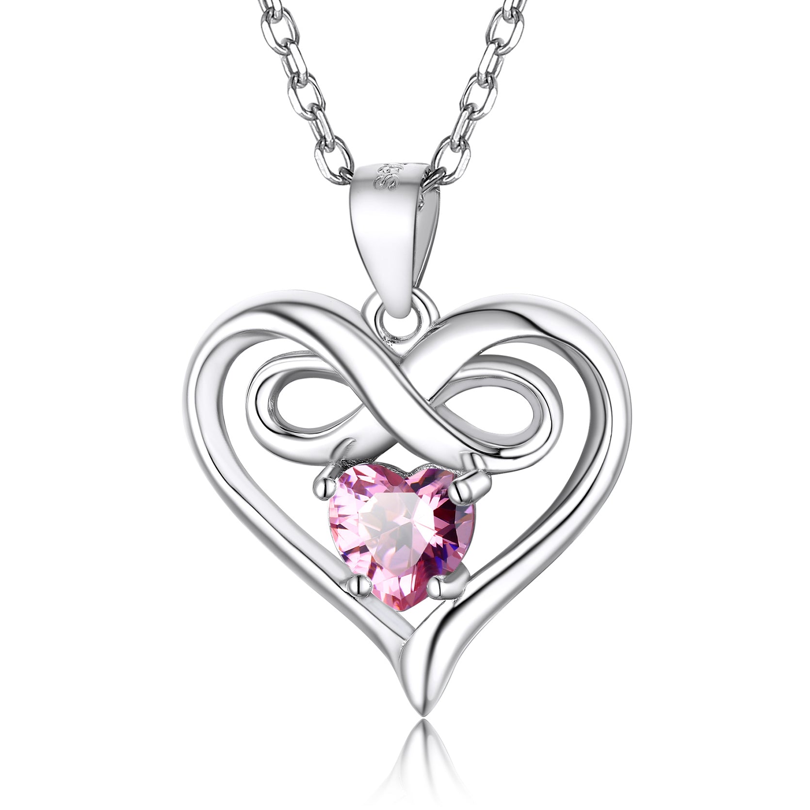 Sterling Silver Infinity Heart Birthstone Necklace For Women ...