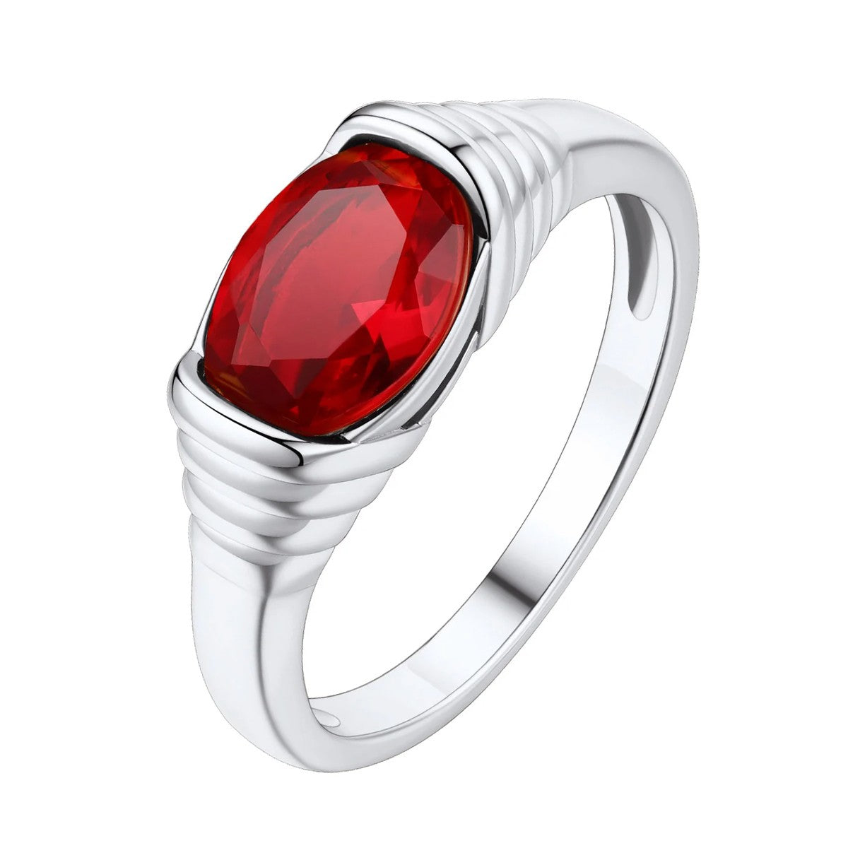 Sterling Silver Birthstone Band Ring Engraved with Name for Women ...