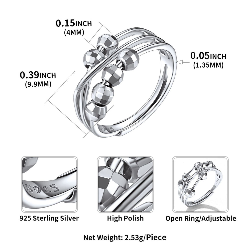 925 Sterling Silver Spinner Beads Anxiety Fidget Ring – BIRTHSTONES ...