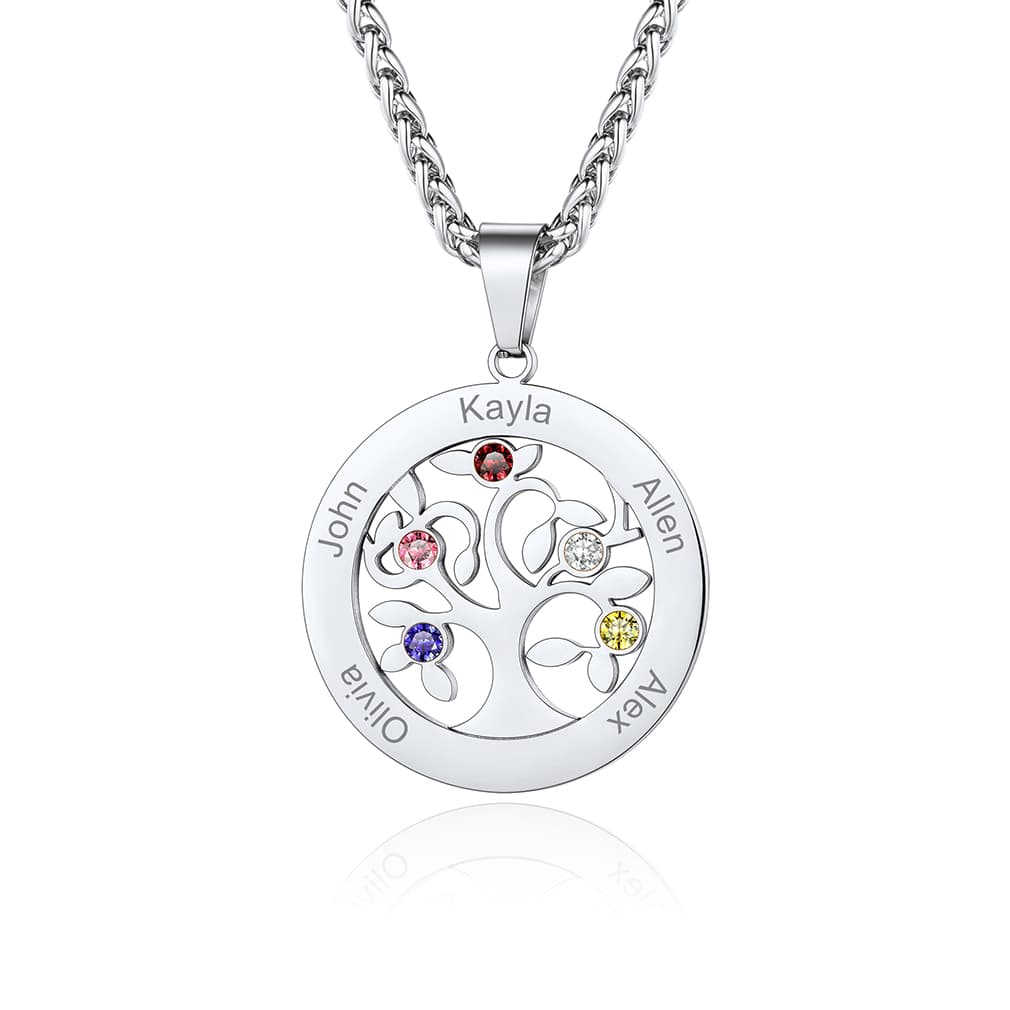Personalized Tree of Life Family Birthstone Necklace with Names ...